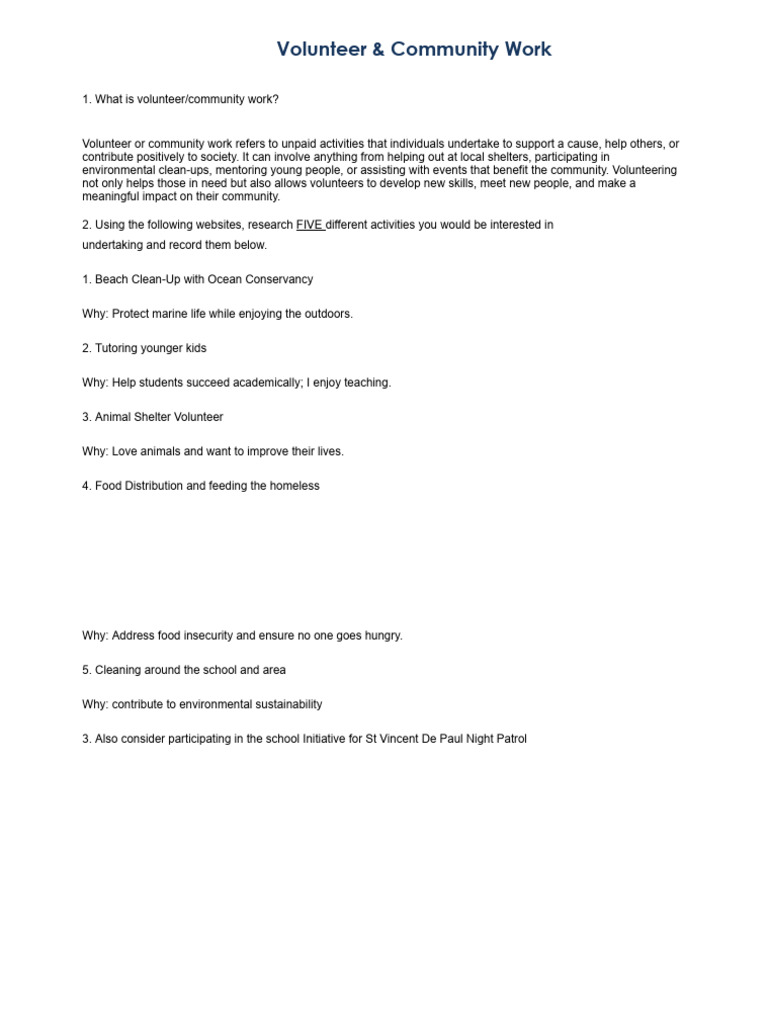 Volunteer Opportunities for Community Impact | PDF