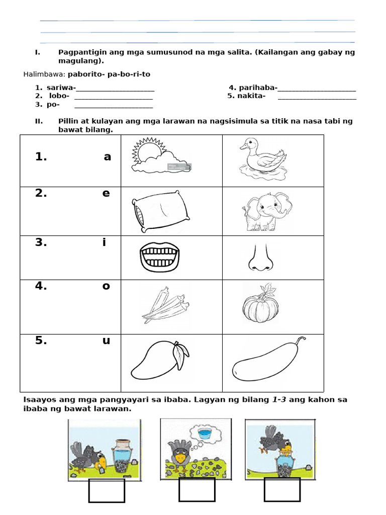 Week 4 Worksheet For Reading and Language | PDF