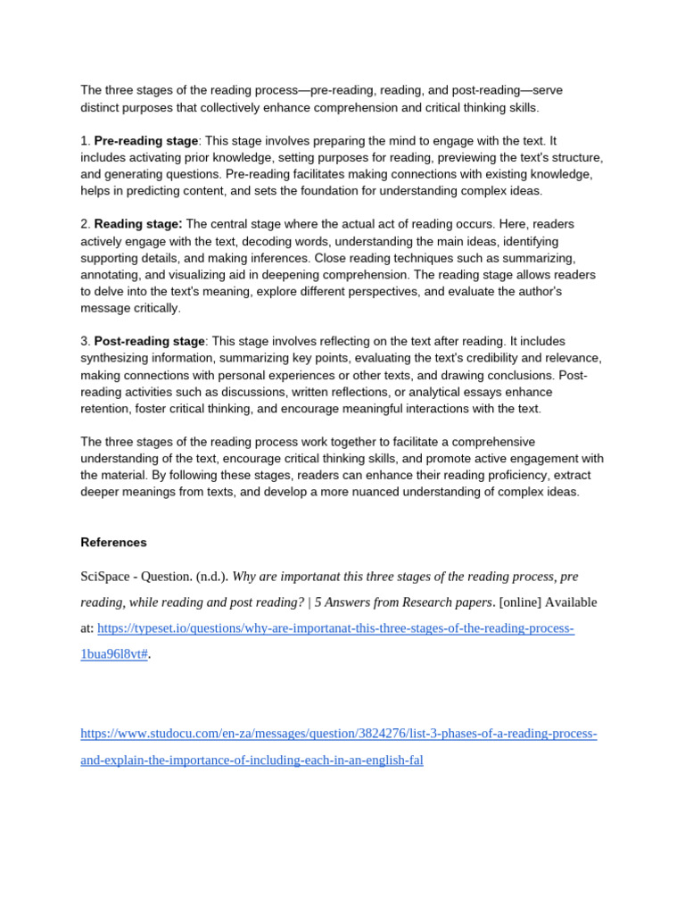 Three Stages of Reading 2 | PDF | Reading Comprehension | Critical Thinking