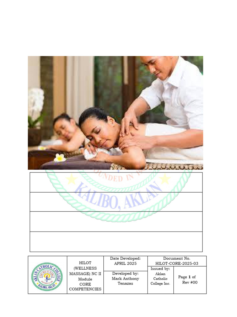 Hilot Wellness Massage NC II Module | PDF | Massage | Aromatherapy