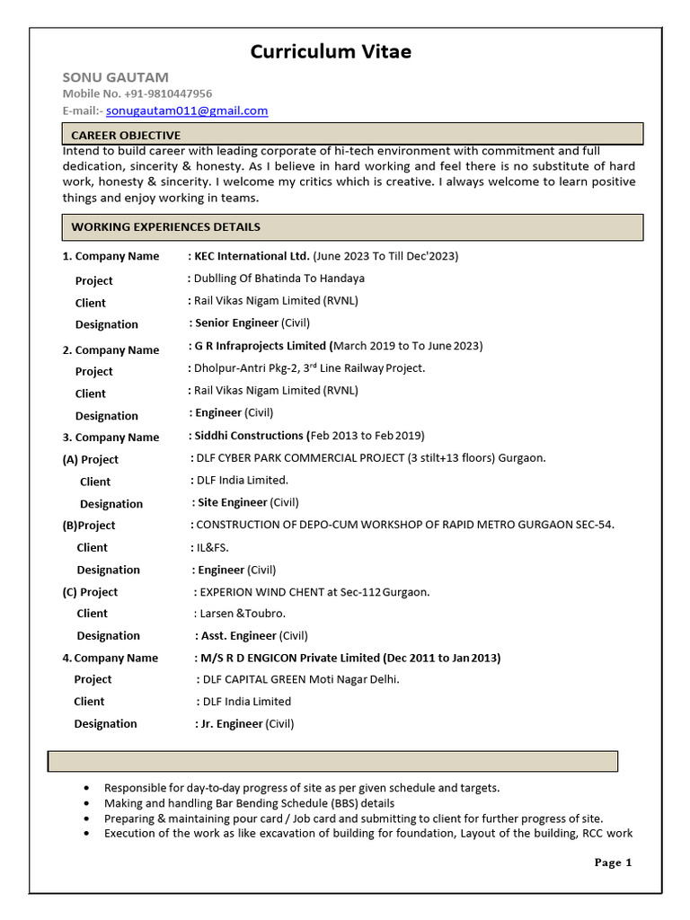 Sonu Gautam Updated CV 1-1 | PDF | Computing
