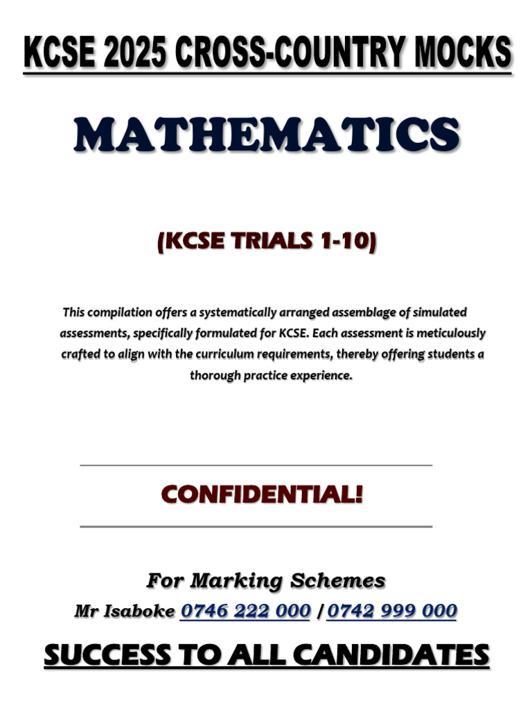 Kcse 2025 Maths C-Country Mocks | PDF | Circle | Acceleration