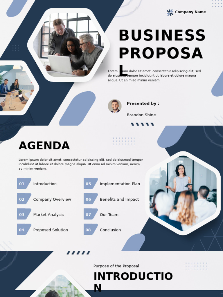 Blue Abstract and Typographic Business Proposal Presentation | PDF