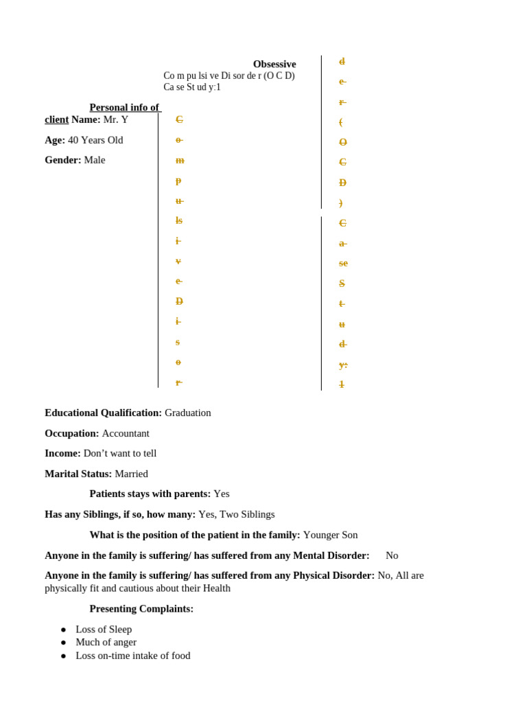 Clinical Internship File | PDF | Obsessive–Compulsive Disorder | Psychotherapy