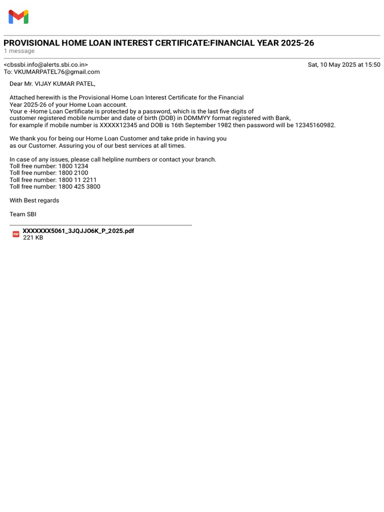 Interest Certificate 25-25 | PDF