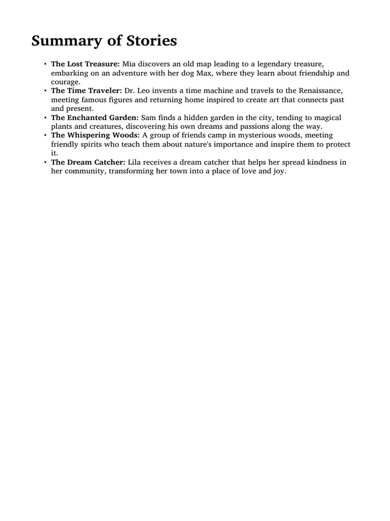 Story Summaries | PDF