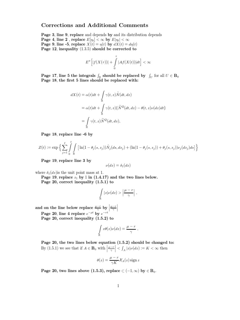 Oksendal (Errata Corrige) | PDF | Teaching Mathematics | Mechanics