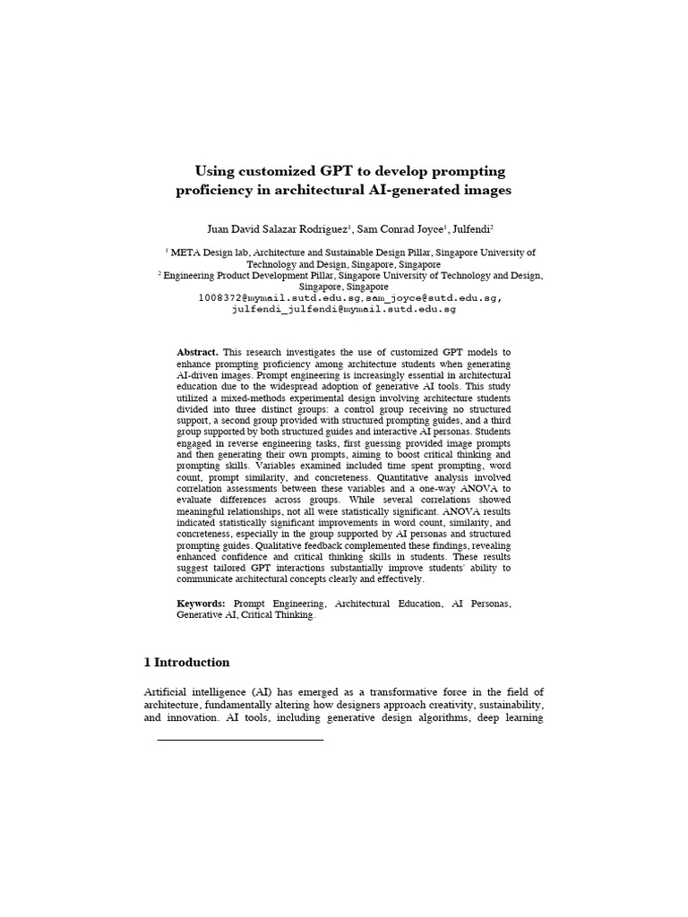 Using Customized GPT To Develop Prompting Proficiency in Architectural ...