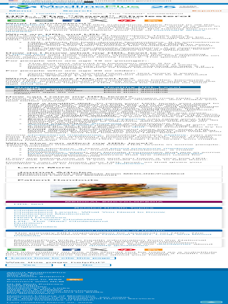 Understanding HDL Cholesterol Levels | PDF | High Density Lipoprotein | Fat