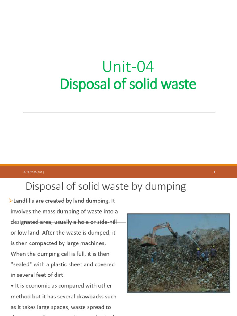 Unit 04 Disposal of Solid Waste | PDF | Municipal Solid Waste | Landfill