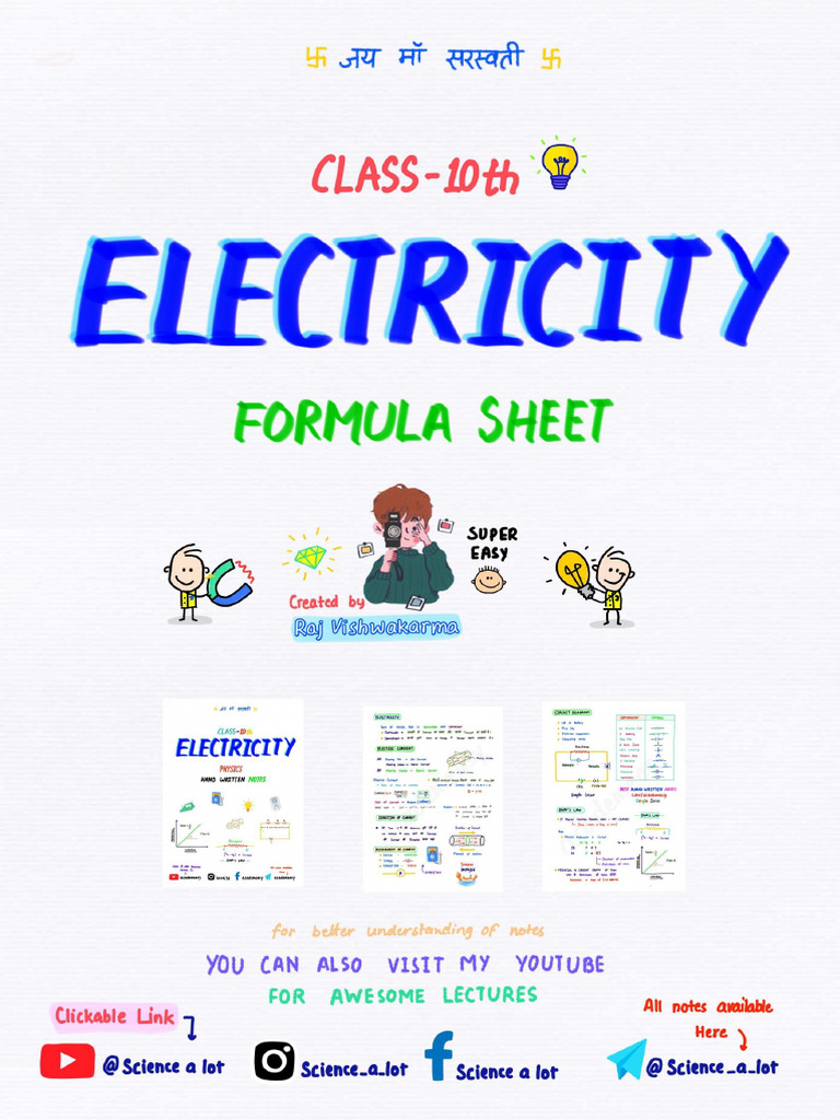 Electricity Cheat Sheet - Science A Lot | PDF