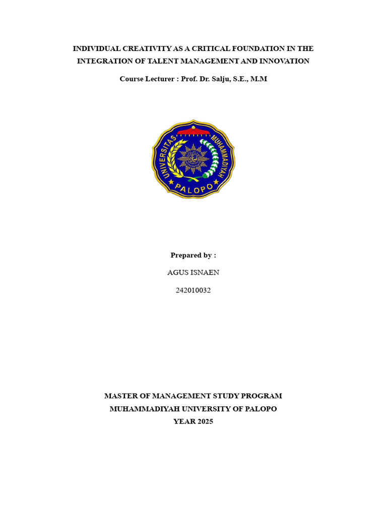 Individual Creativity As A Critical Foundation in The Integration of ...