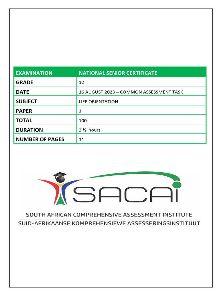 Task 7 NSC Examination Assignment Assessment 2023 | PDF | Adolescence ...