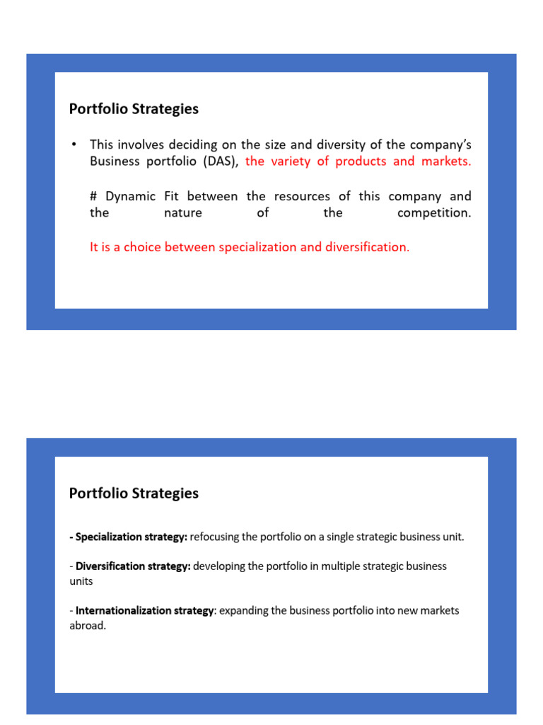 Portfolio Strategies: Specialization vs. Diversification | PDF ...