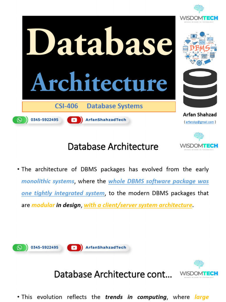 DB-03 - Database Architecture | PDF | Databases | Client–Server Model