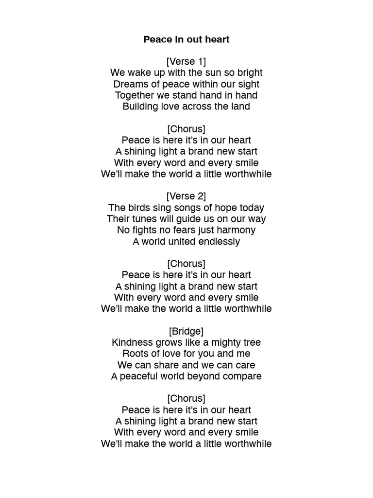 Peace in Our Heart Lyrics | PDF