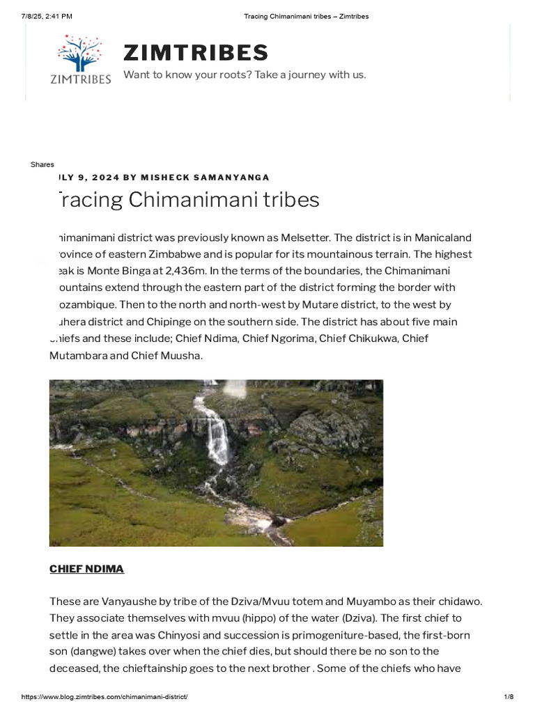 Chiefs of Chimanimani District | PDF