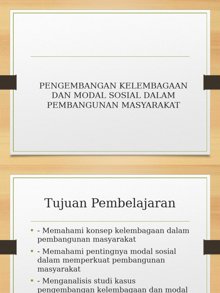 Pengembangan Kelembagaan dan Modal Sosial | PDF