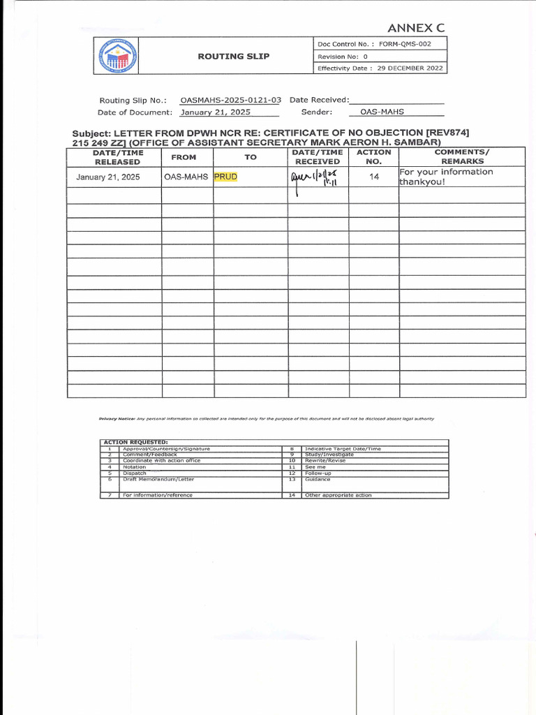 DPWH NCR - Certificate of No Objection | PDF
