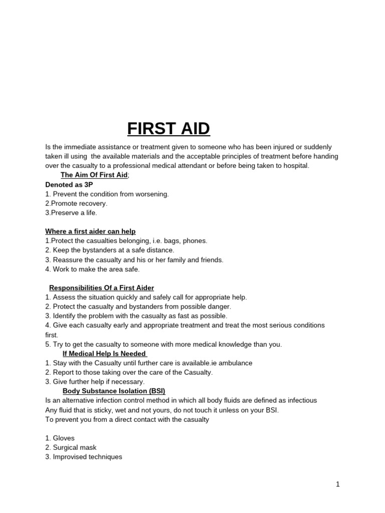 First Aid Notes Official | PDF | Childbirth | Caesarean Section