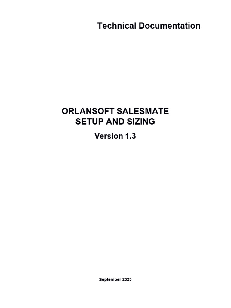 Orlansoft SalesMate Setup Sizing v1.3 | PDF