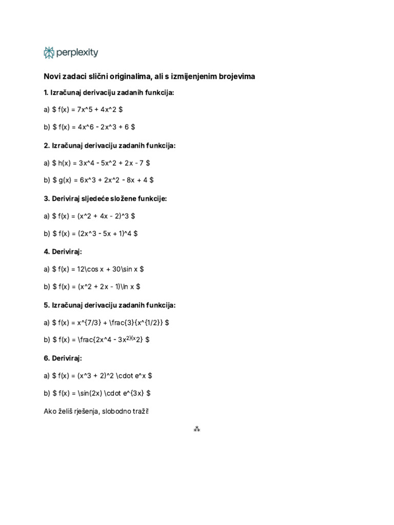 Novi Zadaci Slični Originalima, Ali S Izmijenjenim | PDF