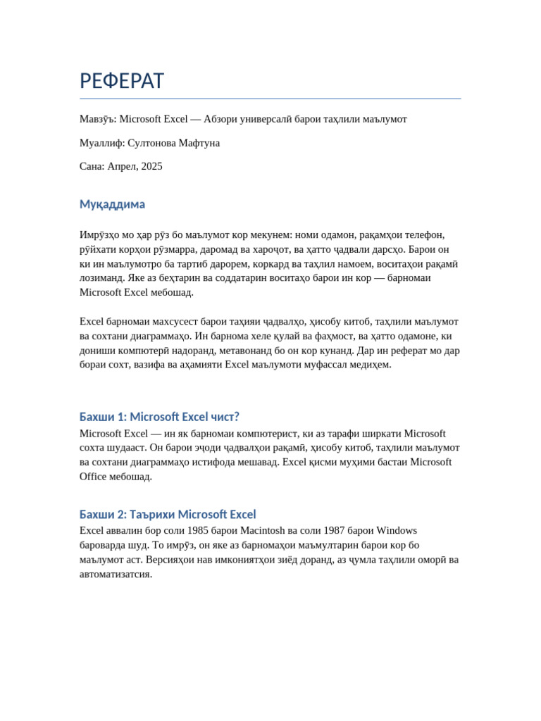 Referat Microsoft Excel Final Full | PDF