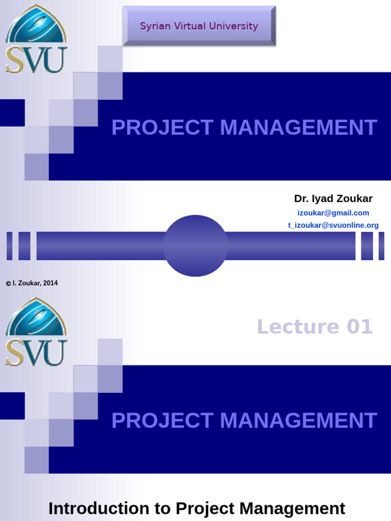 DR Zoukar - SVU - F13 - PM - Lecture 01 (Introduction To Project Management) | PDF | Project ...