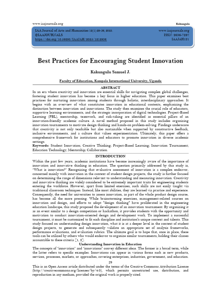 Best Practices For Encouraging Student Innovation (WWW - Kiu.ac - Ug ...