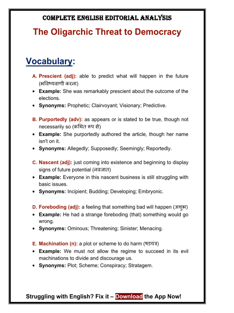 Modern Oligrachy - Complete English Editorial Analysis PDF | PDF ...