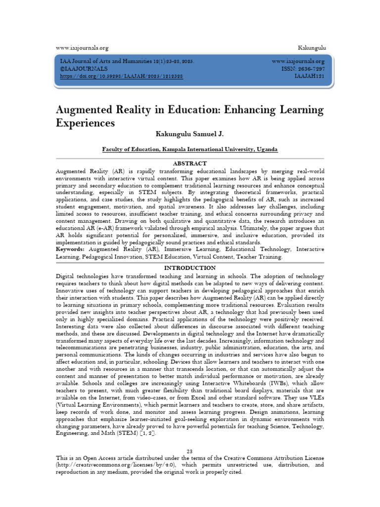 AR-Integrated E-Books in STEM Education | PDF | Augmented Reality ...