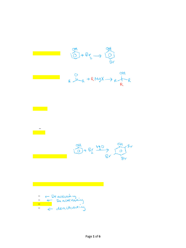 Organic Test 3rd Year Pharmacy Answers | PDF | Benzene | Chemical Reactions