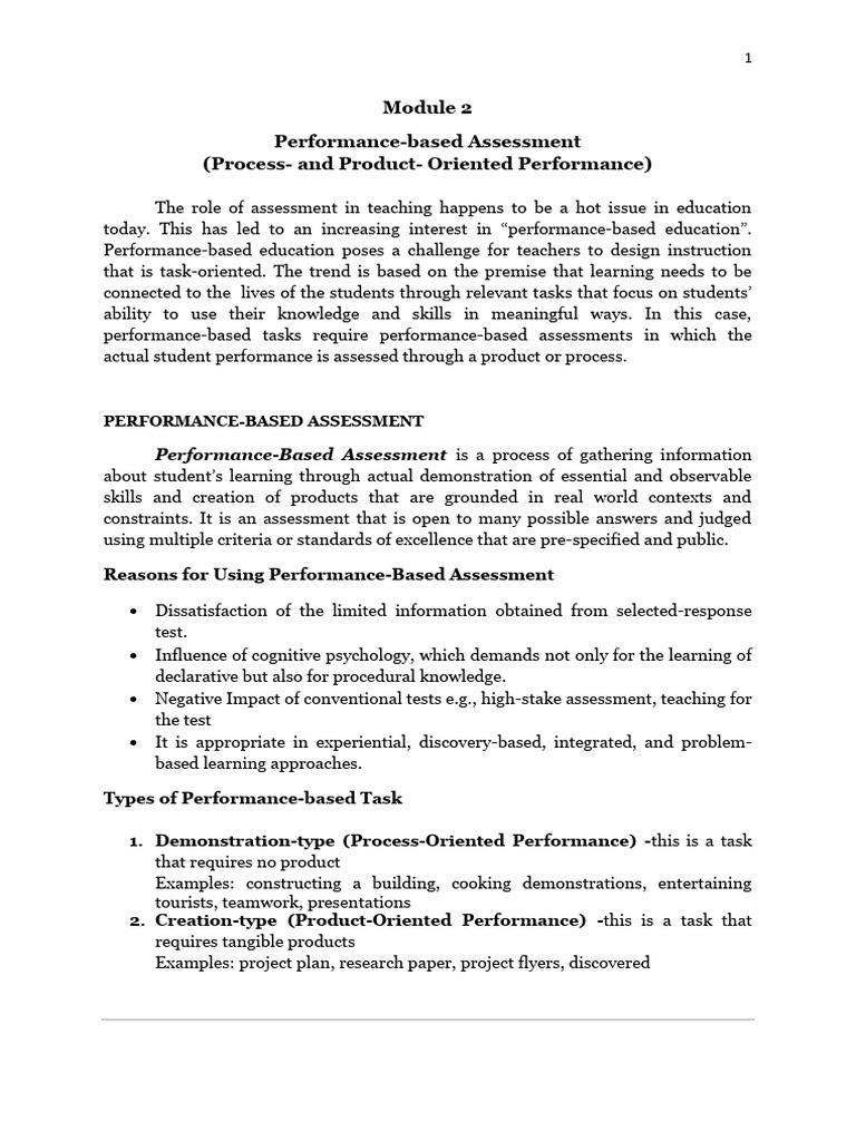 Performance-Based Assessment Rubric Guide | PDF | Educational ...