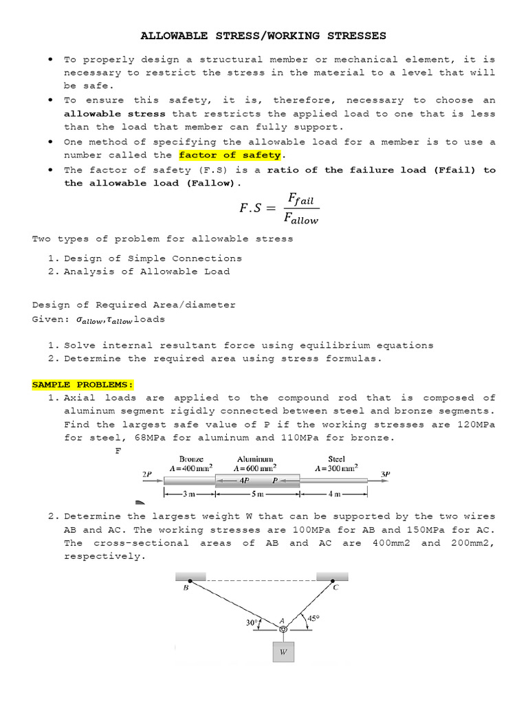 LESSON 1A Allowable Stresses | PDF