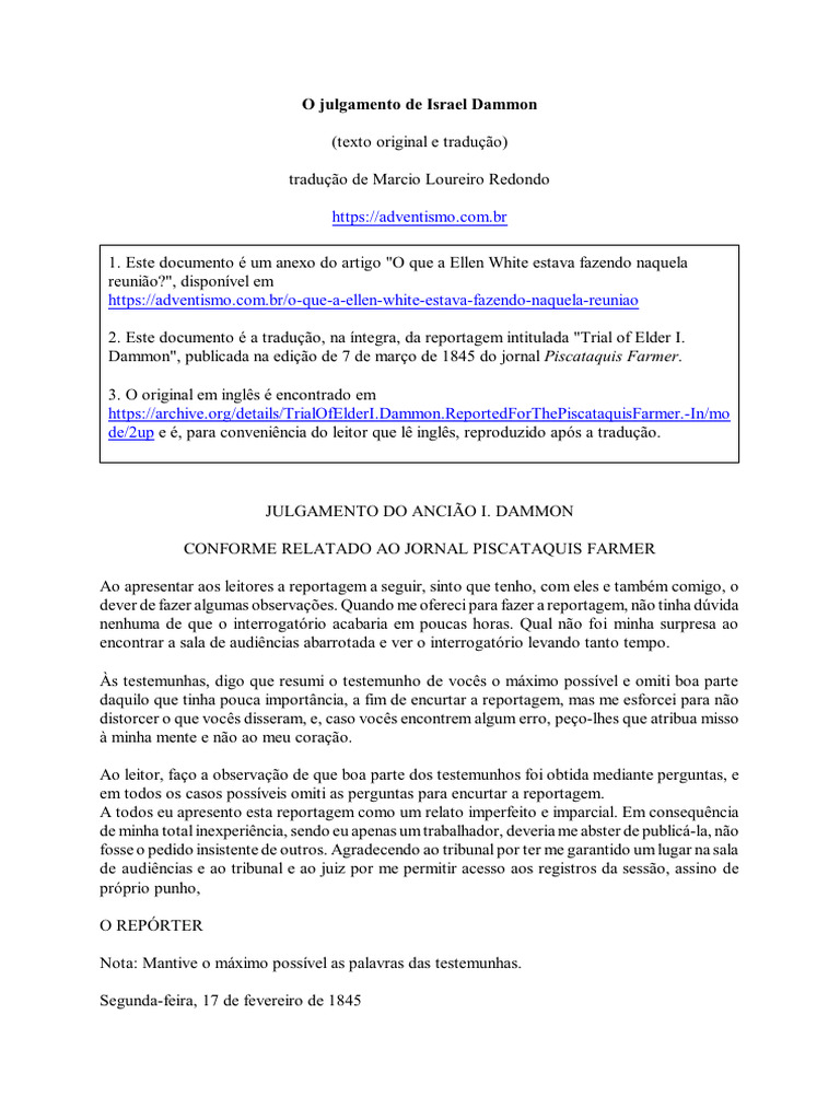 O Julgamento de Israel Dammon | PDF | Fé | Deus