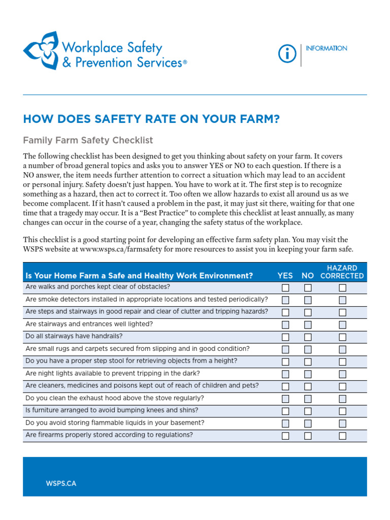 Barn Management Safety Checklist | PDF | Tractor | Fires