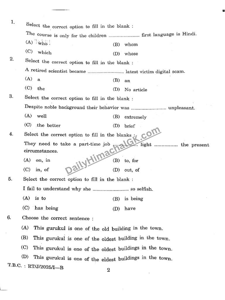 HPPSC JOA IT Exam Question Paper Held On 22 June 2025 | PDF