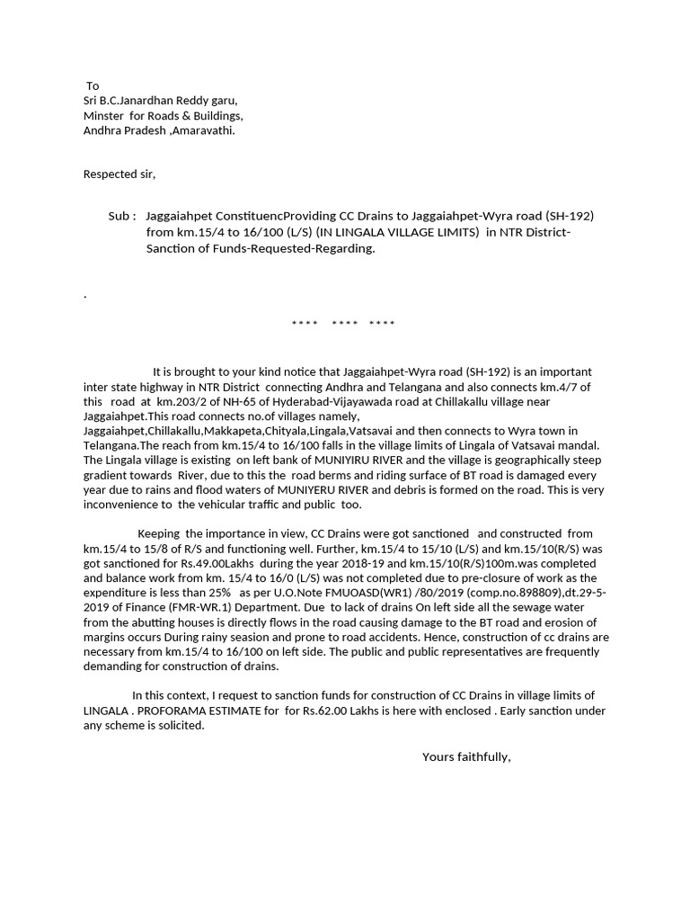 Covering Letter For Drains at LINGALA | PDF | Physical Geography | Water