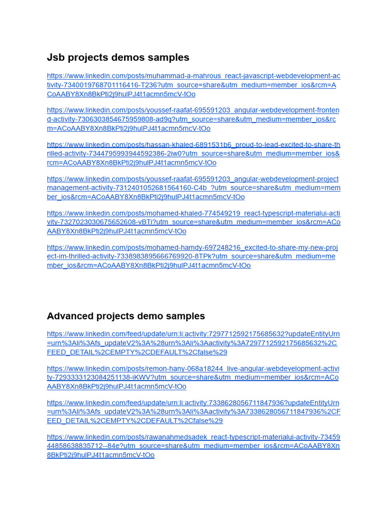 Projects Demos | PDF