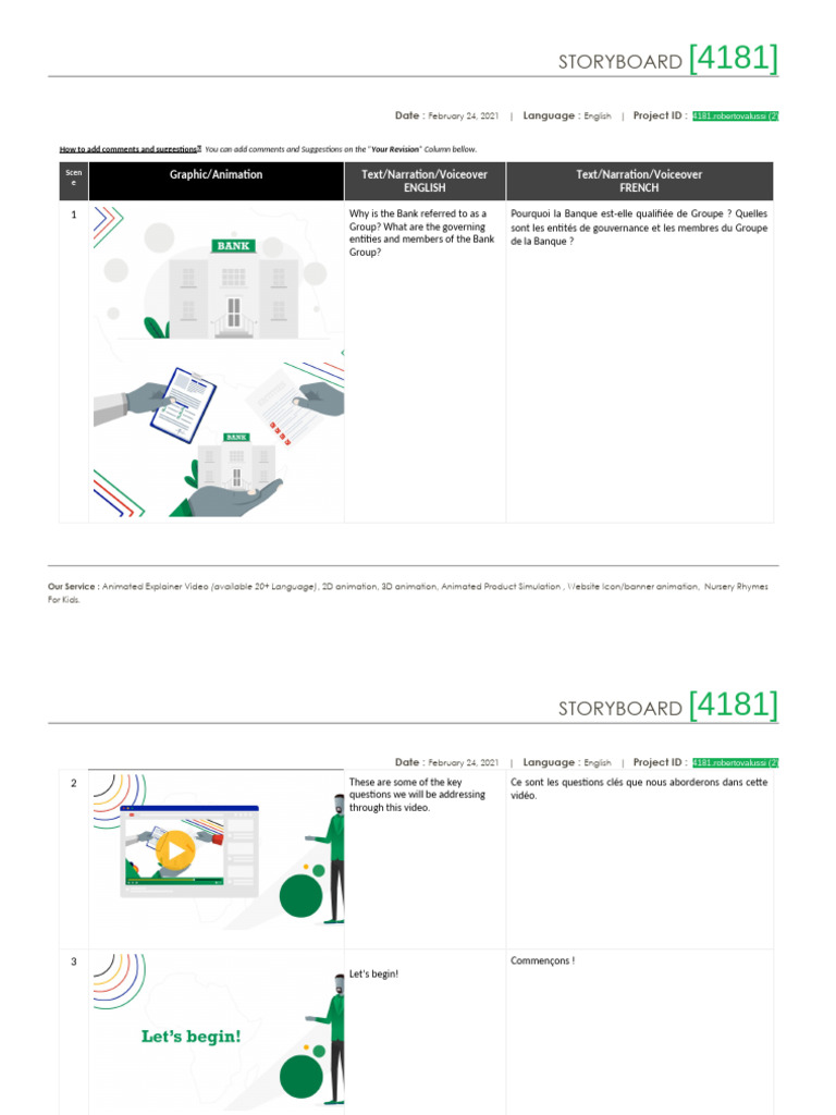 Storyboard Albert Animation - French and English Version | PDF ...
