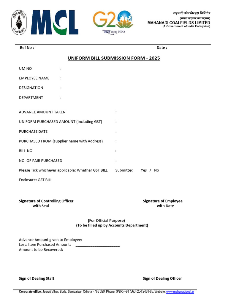 Uniform Bill Submission Form | PDF
