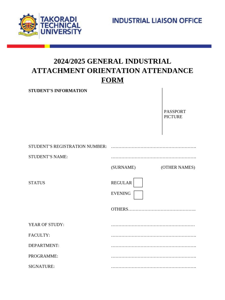 Industrial Attachment Orientation Attandeance Forms | PDF