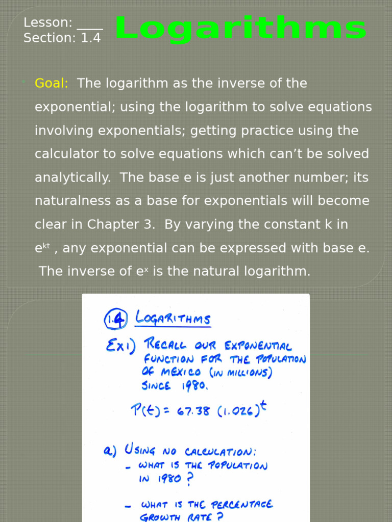 Calc 1.4 Logarithms | PDF