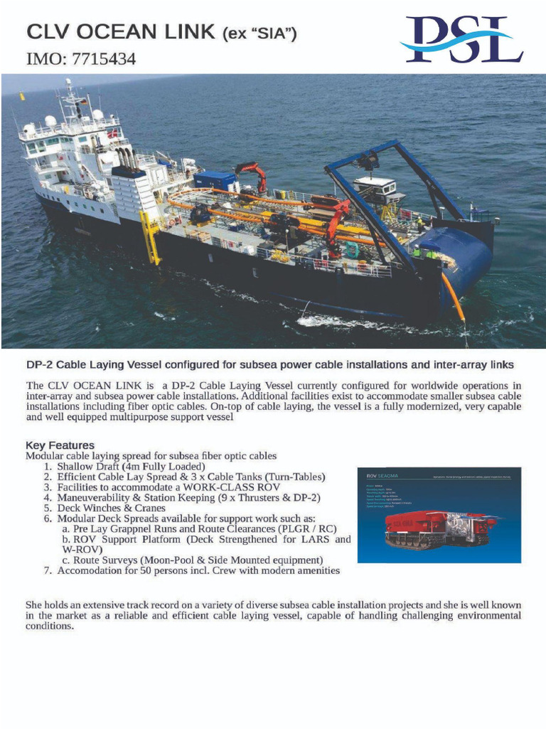 CLV Ocean Link Vessel Overview | PDF