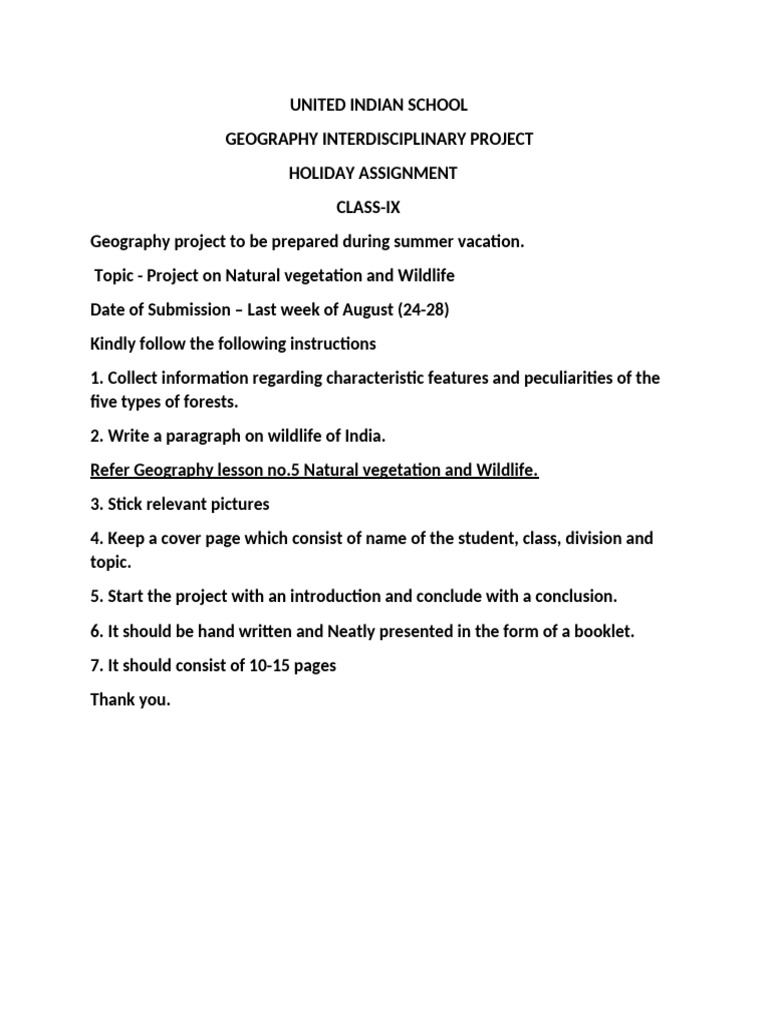 Class 9 Geography Project Guidelines | PDF