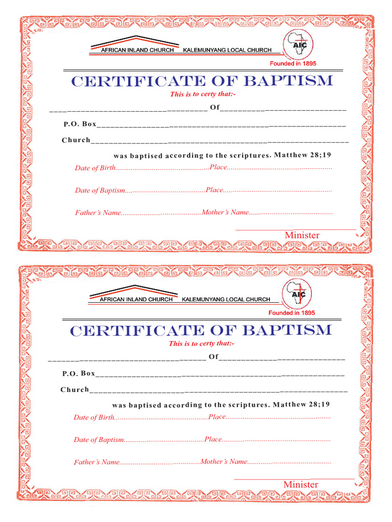 Aic Baptism Card | PDF