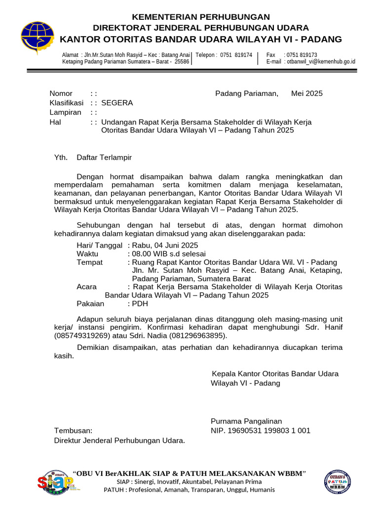011 Draft Undangan Rapat Kerja Bersama 2025 | PDF