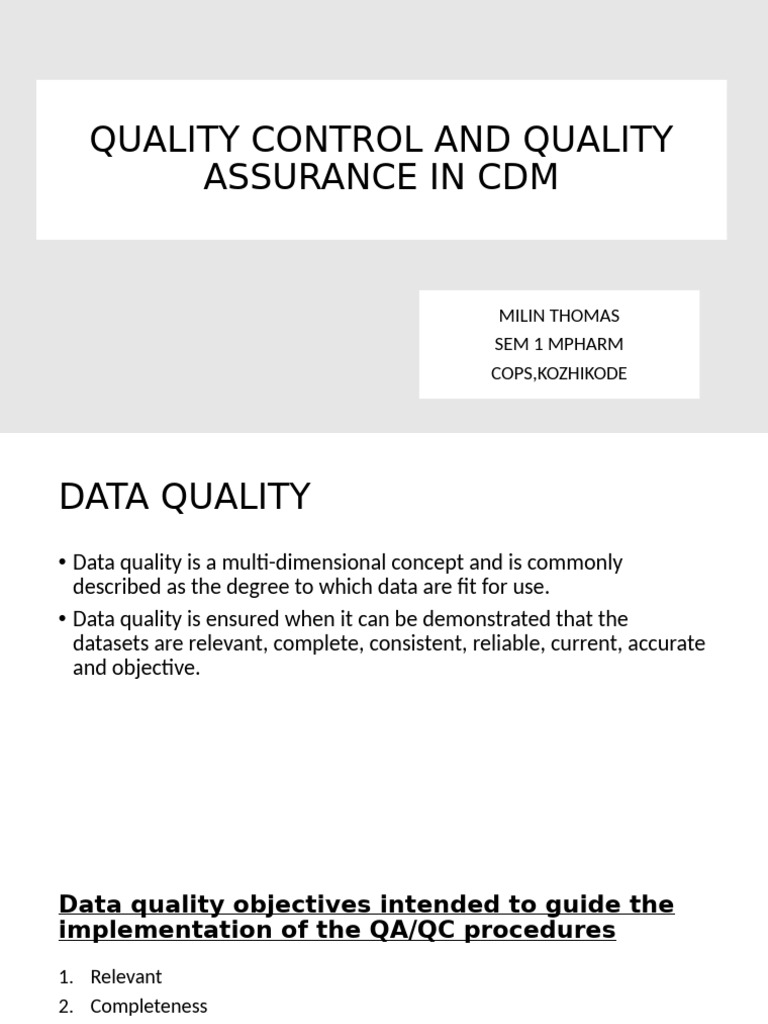 Quality Control in Clinical Data Management | PDF | Quality Assurance ...