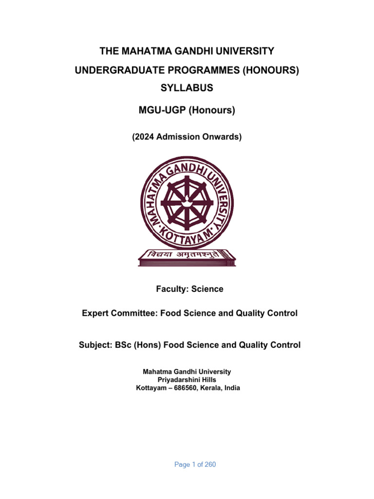 BSC Food Science and Technology Syllabus | PDF | Foods | Food Industry