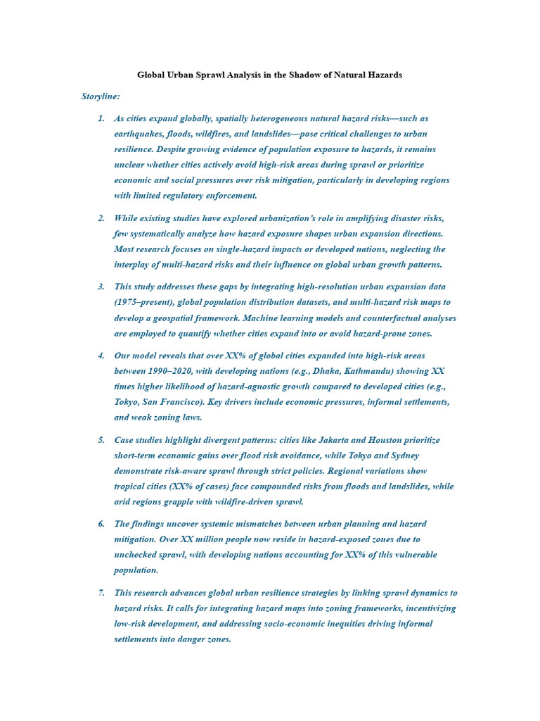 Global Urban Sprawl Analysis in The Shadow of Natural Hazards | PDF ...